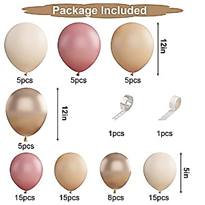Blush Nude and Pink Balloon Garland Kit, Dusty Pink Balloons Garland with Apricot White Champaign Gold Balloons, Party Balloons Decorations for Bridal Shower, Wedding, Birthday, Baby Shower Party