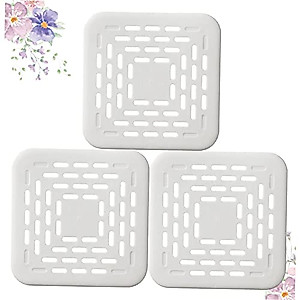 Gadpiparty 9 Pcs Bathtub Strainer Tub Stopper Shower Kitchen Sink Strainer Sink Drainage Filter Silicone Drain Covers Bath Tub Drain Square Stickers White Hair Kitchen Supplies