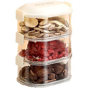 Multi Layered Seasoning Storage Box Food Storage Containers with Lids Airtight Containers Plastic for Organizing Pantry for Organizing Fruits, Vegetables, Lunches (White, Three layers)