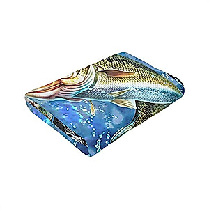 Bass Fishing Throw Blankets Ultra Soft Flannel Blanket Warm Cozy Couch Sofa Bed Decor for All Seasons