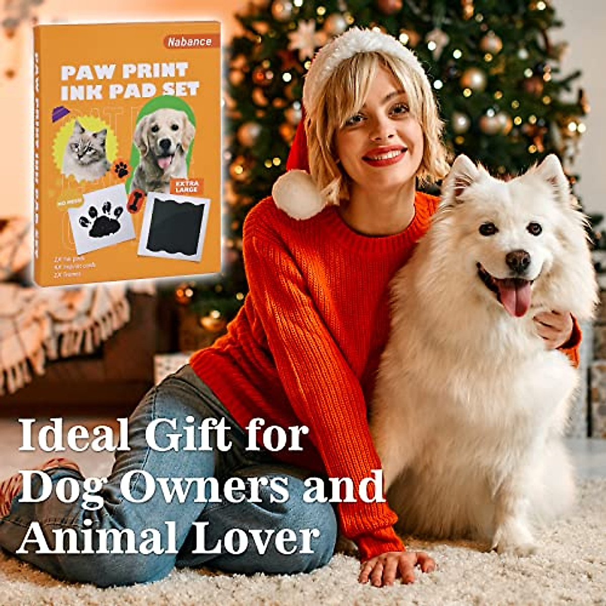 Nabance Paw Print Kit, Dog Nose Print Kit, No Mess Paw Print Stamp Pad for Dogs & Cats, 8Pcs Pet Paw Print Impression Kit with Photo Frames, Clean Touch Ink Pads, Nose Print Stamp Pad for Dogs