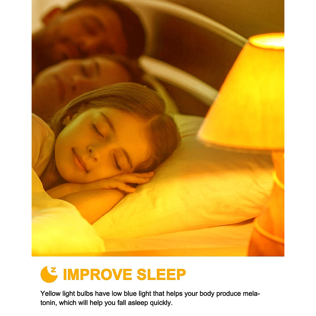 Bug Light Bulbs Outdoor, 40W Equivalent Amber Yellow LED Bug Lights for Outside, 6W 500LM 2000K for Porch Lights, Non-Attracting, Not-Dimmable A19 Bulb for Patio, Deck, Backyard, Hallway, 2 Pack