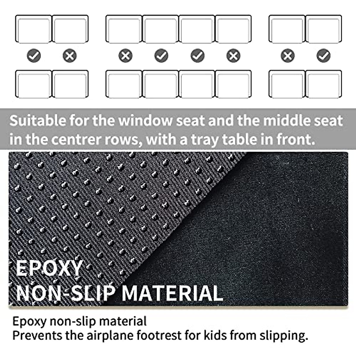 UNARK Airplane Footrest,Travel Toddler Bed,Portable Toddler Bed for Travel,Travel Foot Rest for Airplane Flights,Toddler Airplane Bed,Airplane Seat Extender for Kids(Black)