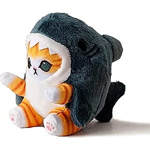 LKMYHY 7'' Cute Shark Cat Plush Toy, Fried Shrimp Kitten Stuffed Animal Doll, Soft Birthday & Christmas Gifts for Kids
