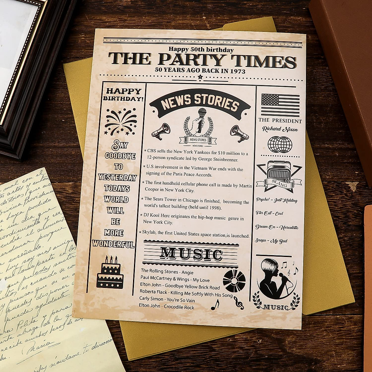 TOYMIS Happy 50th Birthday Cards for Mom Dad, Back to 1973 Retro Happy Birthday Card for Women Funny Creative Birthday Cards for Men Extra Large Birthday Cards for Friend