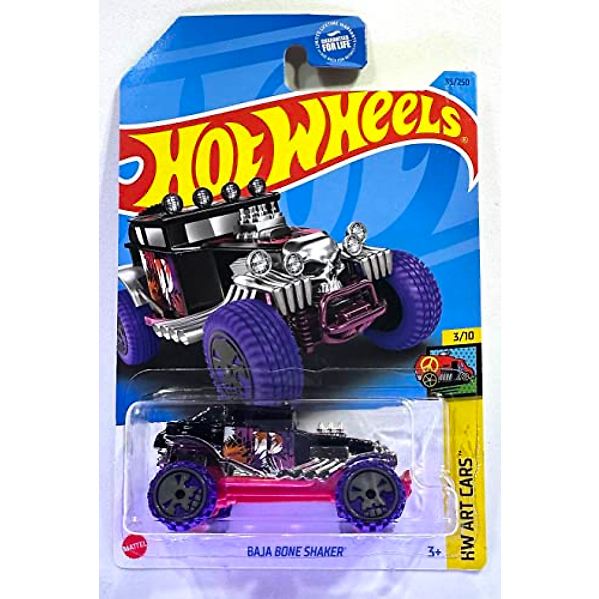 Hot Wheels - Baja Bone Shaker - HW Art Cars 3/10 - Black/Purple - 2023 - Mint/NrMint Ships Bubble Wrapped in a Sized Box