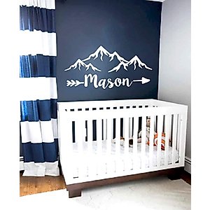 Mountain Boy Name Wall Decal Nursery Mountains Wall Decal Boy Nursery Wall Baby Room Woodland Decor Boy Name Wall Decal Rustic Decal
