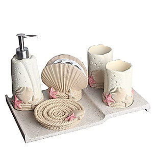 WYKDD Cute Beach Style Bathroom Bathroom Wash Set Toilet Supplies Set Brushing Cup Mouthwash Cup Set