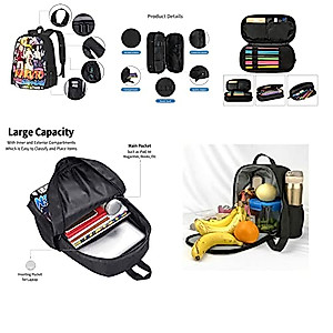 Qxpztk Anime Backpack Three-Piece Set, Cool Backpack Set, Unisex Laptop Backpack, Large Capacity Lunch Bag