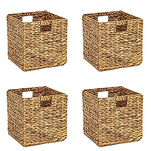 Trademark Innovations Foldable Hyacinth Storage Baskets with Iron Wire Frame (Set of 4) & Basket with Iron Wire Frame By Trademark Innovations (Set of 2)