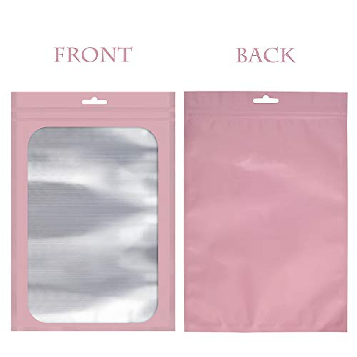 EONJOE 100-pack mylar packaging bags for small business sample bag smell proof resealable zipper pouch bags jewelry food Lip gloss eyelash phone case bracelet keychain package supplies etc -front frosted window -cute (Pink, 2.75×3.93 inches)