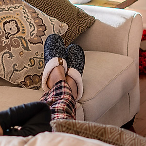 VeraCosy Men's Comfort Memory Foam Slippers Wool-Like Plush Fleece Lined House Shoes w/Indoor, Outdoor Durable Rubber Sole (Space Black,11-12 US)