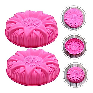 EXQUIMEUBLE 2pcs Sunflower Mold Silicone Cake Molds Silicone Bread Loaf Pan Cake Mould for Round Baking Pan Silicone Candy Mold Round Cake Pan DIY Baking Mold Household Baking Mold Large Rosy