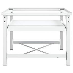 vidaXL Double Washing and Drying Machine Pedestal - Steel Construction, Adjustable Height, Extra Storage Shelf, Stability for Uneven Flooring, Compliant with California Proposition 65