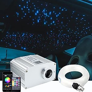 AZIMOM Bluetooth Control 10W Twinkle Fiber Optic Lights Star Ceiling Light Kit 150pcs0.03in6.5ft Fiber Strands Music Mode RGBW APP/Remote Light Engine for Car Headliner Room Decoration