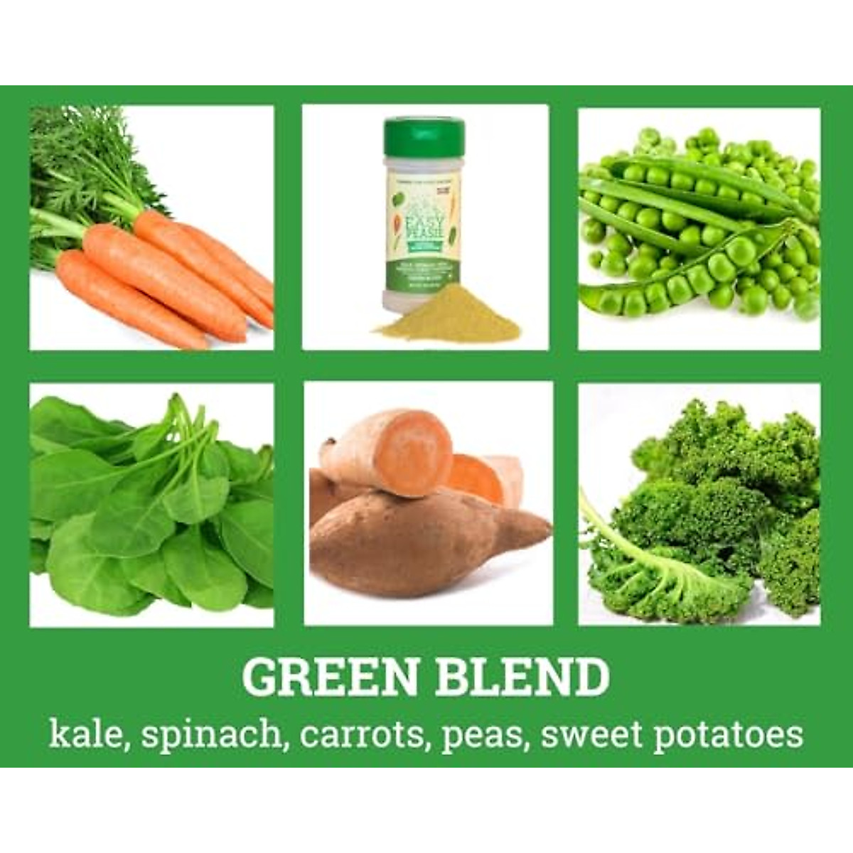 Easy Peasie Organic Veggie Powder Blends for Kids and Picky Eaters | Kids Greens Powder | Green Blend 2oz Jar