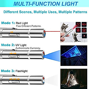 Cat Toys,Laser Pointer Cat Toy,Cat Pointer Toy,Long Range 7 Modes Lazer Projection Playpen for Kitten Outdoor Pet Chaser Tease Stick Training Exercise,USB RechargeSmall Laser Presentation Clicker Pen