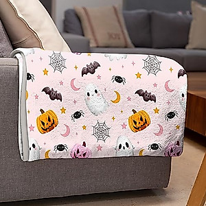 Halloween Blanket Gifts - Cute Ghost Pumpkin Blanket - Halloween Decor Blanket for Couch,Sofa,Bed,Living Rooms - Halloween Ghost Blanket Gifts for Girls Boys - 40"x50"-Kids/Throw Size