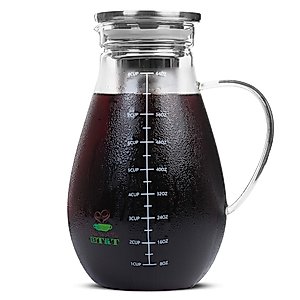 BTaT- Cold Brew Coffee Maker, Iced Coffee Maker, 2 Liter (2 Quart, 64 oz), Iced Tea Maker, Cold Brew Maker, Tea Pitcher, Coffee Accessories, Iced Tea Pitcher, Cold Brew System, Cold Brew Pitcher