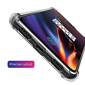 Hually Case for OnePlus 6T, OnePlus 7 Case, Crystal Clear TPU Gel Silicone Bumper Shockproof Protective Fiber Design Phone Protector Cover for OnePlus 6T/ 7