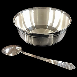Balaji 999 Pure Silver 5.0 inch Bowl & Spoon Teens/Adults - 5.0-inch Set#01