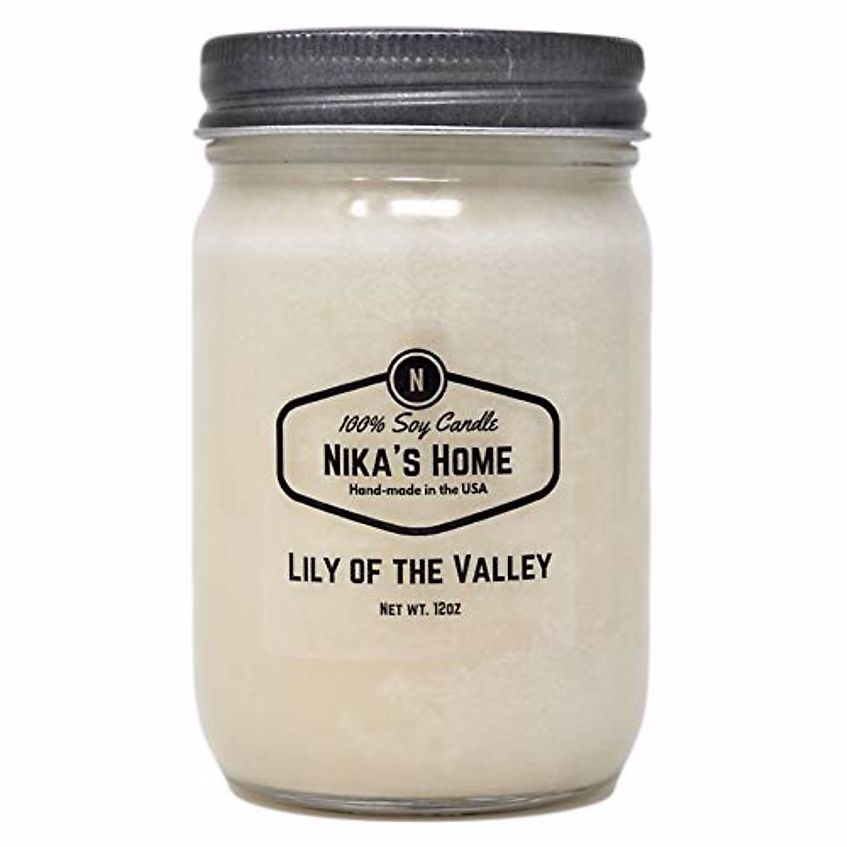 Nika's Home Lily of The Valley Soy Candle 12oz Mason Jar Non-Toxic White Soy Candle Handmade, Long Burning 50-60 Hours Highly Scented All Natural, Clean Burning Candle Gift Décor