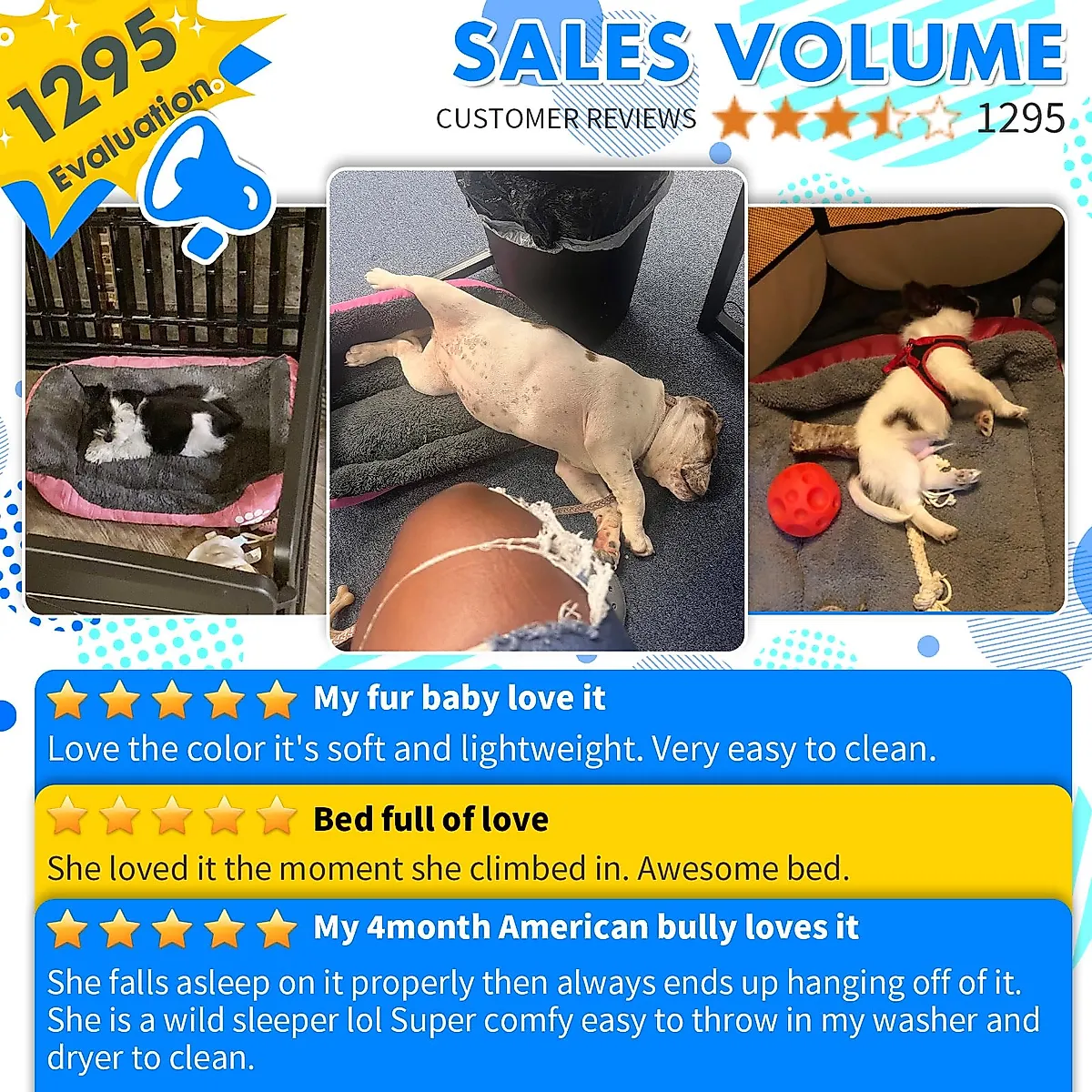 Barelove Square Dog Bed Mattress Washable Kennel, Soft Plush Faux Fur Rectangle Sleeping Pet Bed for Small Medium Large Dogs Cats Puppy Pets, with Anti-Slip Waterproof Bottom (Grey)