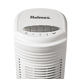 Holmes Oscillating Tower Fan with 3 Speed Settings, 31 Inch, White
