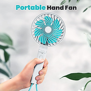 VersionTECH. Handheld Fan, Small Portable Personal Mini Desk Table Folding Fan with USB Rechargeable Battery Operated Electric Fan for Office Outdoor Sport Household Traveling Camping (white)