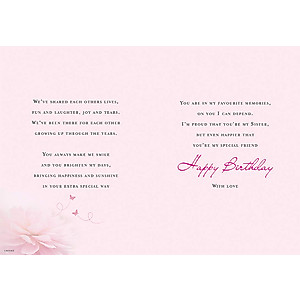 Piccadilly Greetings Birthday Card Sister - 9 x 6 inches - Regal Publishing,Pink|red|White