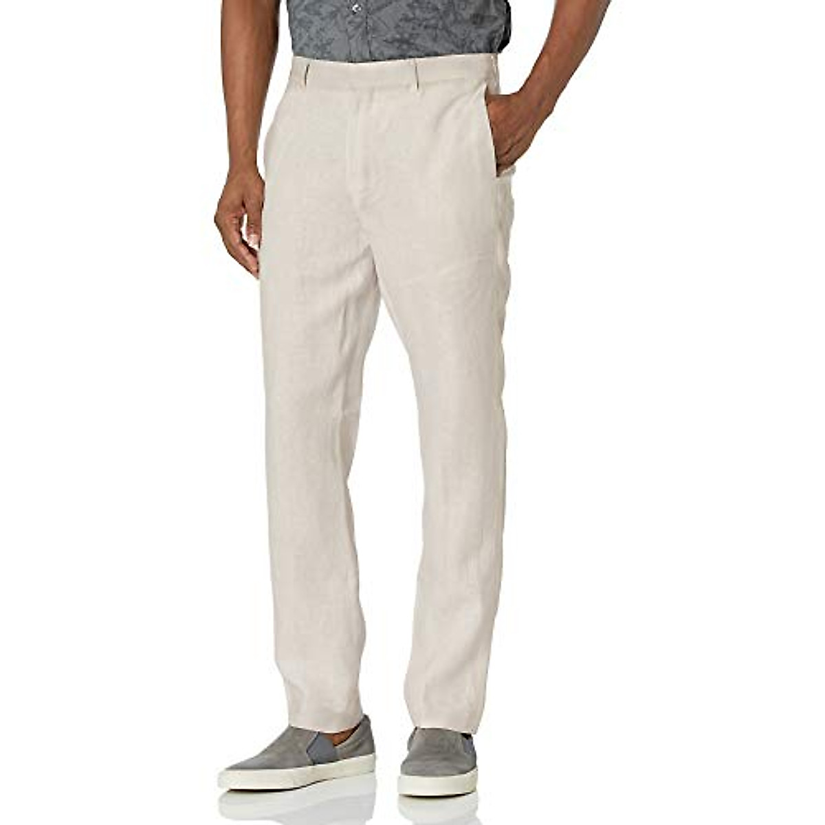Cubavera Men's Delave 100% Flat Front Pant (Waist Size 30-42 Big & Tall), Natural Linen, 36W x 32L