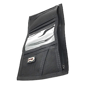 Trifold with Inside and Outside ID Window. Black Ballistic Nylon. Made in USA. (Black)
