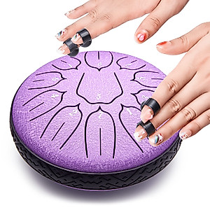 Lronbird Steel Tongue Drum 6 Inch 11 Notes Hand Drums with Bag Sticks Music Book, Sound Healing Instruments for Musical Education Entertainment Yoga Chakra Gifts (Lavender)