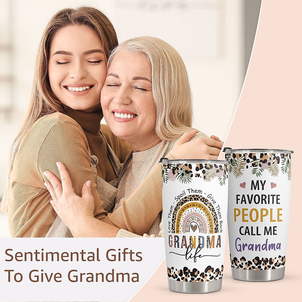 Macorner Grandma Gifts - Stainless Steel Tumbler 20oz Gifts For Women - Birthday Christmas Gifts for Grandma Mom Nana Mimi From Daughter Son Grandkids - Best Grandma Ever Mothers Day Gifts For Grandma