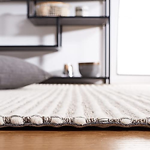 Safavieh Marbella Collection 8' x 10' Ivory/Dark Brown MRB208T Handmade Contemporary Fringe Wool Area Rug