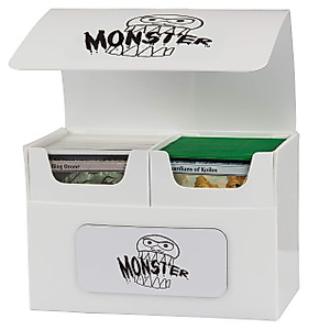 Monster Protectors XL Commander Magnetic Double Deck Storage Box (White) for Collectible Trading- Dual Compartments for up to 200 Cards- Standard & Smaller Size TCGs works with Yugioh MTG Pokémon
