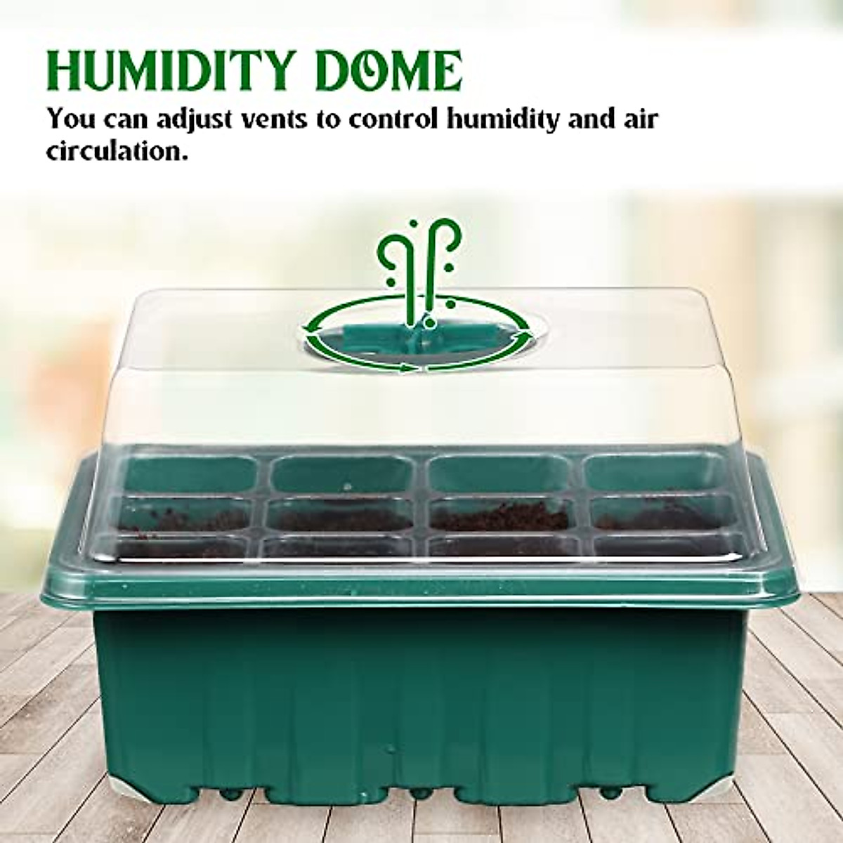 10 Pack Seed Starter Tray 120 Cells Total Tray 150 Peat Soil Peat Pellets for Seedlings Plant Grow Seed Box Tray with Adjustable Humidity Dome Base Garden Propagator Set for Plant Germination Growing