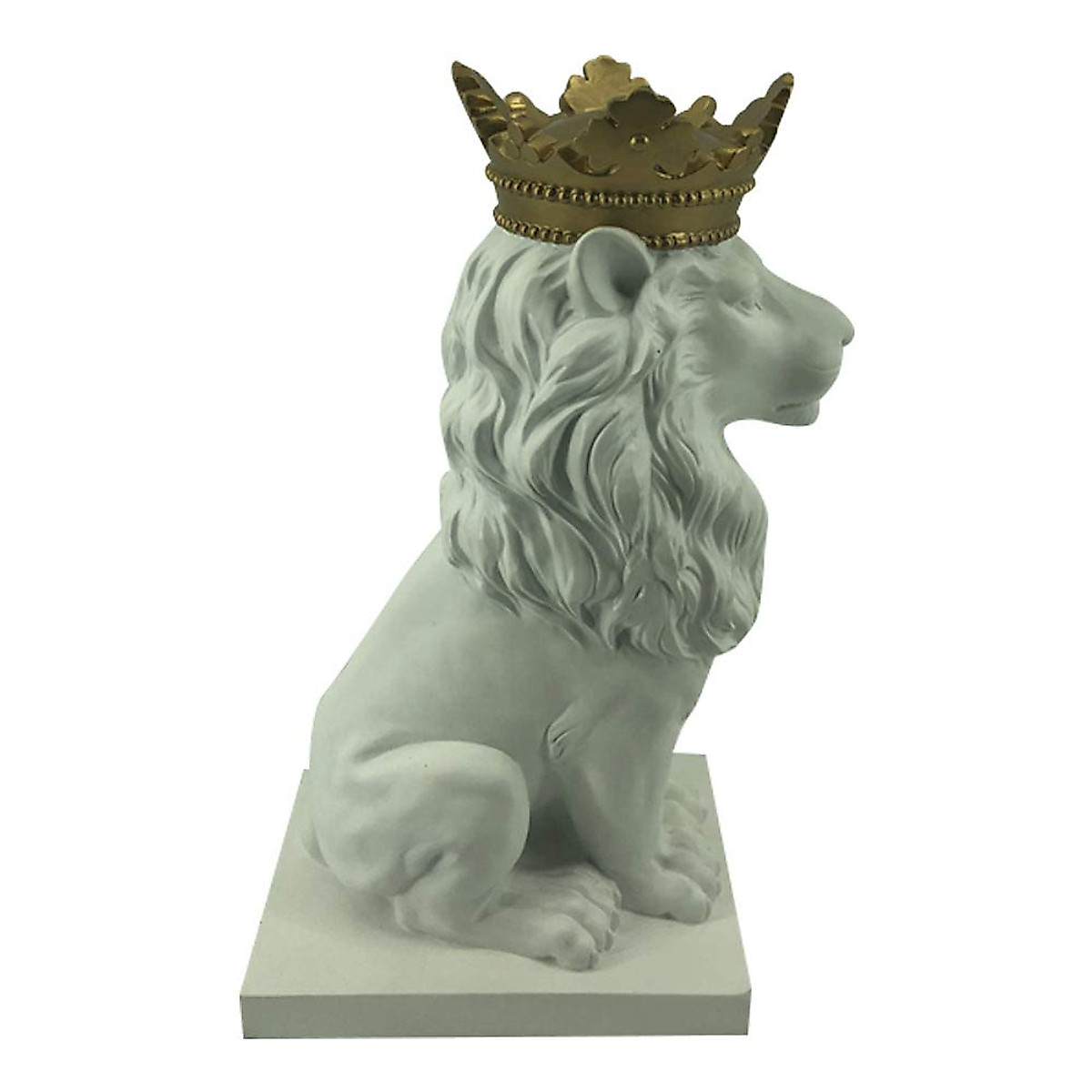 Comfy Hour Wildlife Collection 15" Lion Figurine, King of Forest Statue Sculpture, Home Decoration, Black & Gold, Resin Stone