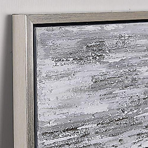 Empire Art Direct Abstract Wall Art Textured Hand Painted Canvas by Martin Edwards, Champagne Frame, 24" x 48", Silver Frequency