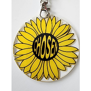 REAR VIEW MIRROR BEADED SUNFLOWER CHOSEN CAR CHARM – HANDMADE – FREE STANDARD SHIPPING
