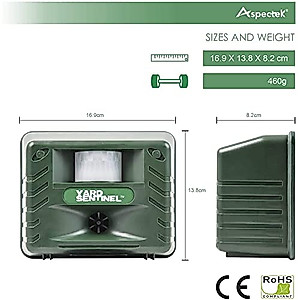 Yard Sentinel Outdoor Ultrasonic Animal Repeller with Motion Sensor, Adjustable Volume, Waterproof, Extension Cord, Powerful Repel for Squirrel, Raccoon, Skunk, Rabbit, Fox, Deer, Etc