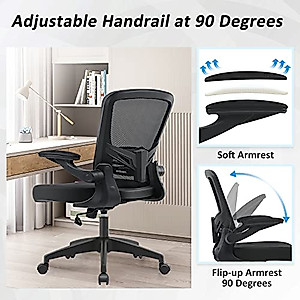 FelixKing Office Chair, Ergonomic Desk Chair with Adjustable Height and Lumbar Support Swivel Lumbar Support Desk Computer Chair with Flip up Armrests for Conference Room (Black)