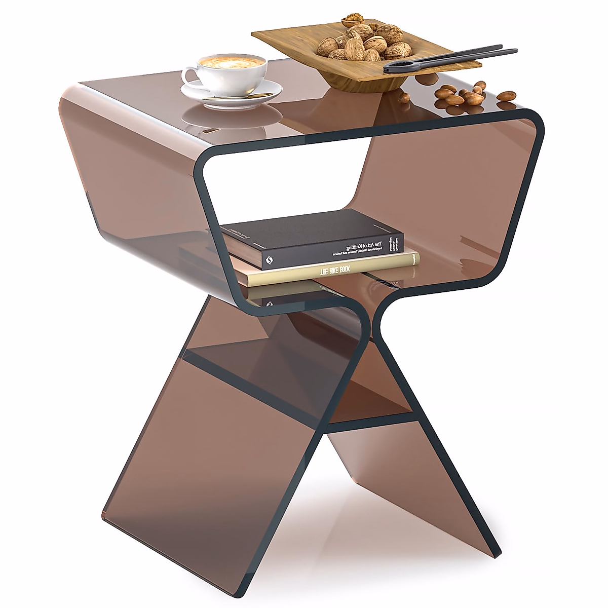 Smitten.Life Acrylic Table,Nightstand Side Modern Design Clear Home Decor Display End Table for Living Room Bedroom Home (Yellow Tea)