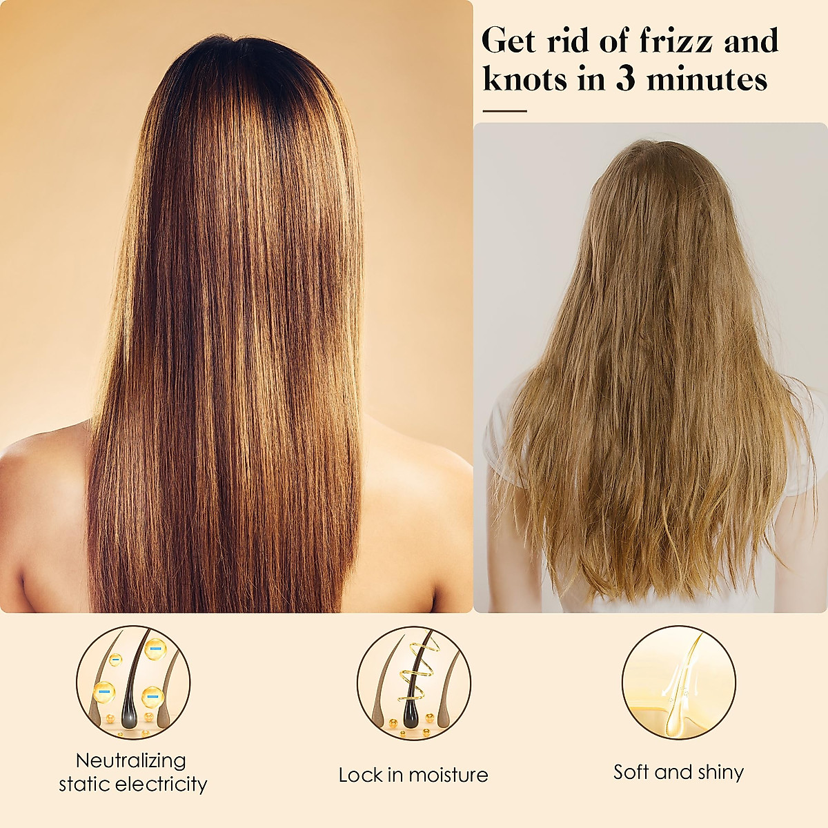 GAINWELL Bamboo Hair Brush for Hair Growth, Natural Bamboo Bristles Detangling Wooden Paddle Hairbrush for Massaging Scalp, for Women Men and Kids, for All Hair Types, with Ergonomic handle