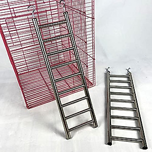 Dorakitten Parrot Ladder Stainless Steel - Metal Bird Climbing Exercise Toy Nonskid Rustproof Portable Bird Cage Ladder Cockatiel Stand Ladder