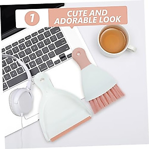GOOHOCHY 1 Set Dustpan and Broom Set Mini Housekeeping Broom Drill Car Cleaning Brush Interior Whisk Broom Desktop Dustpan Car Detailing Brushes Car Broom Electric Dusting & Pink Trp