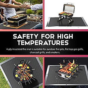 Premium Fire Pit Mat 40"x40" 4 layer, 6mm XtraThick,double sided Heat Shield Insulation, Fireproof Mat, Under Grill Mats, Outdoor Grill or Smoker Firepit Grass & Wood Deck Mat Heat Protector Pad