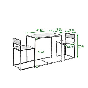 SDHYL 3 Piece Dining Set Dining Table Set with 2 Chairs Breakfast Table for Kitchen, Coffee Table Set, Home Office Table Set, Computer Table for 2, Portable Table Set, Walnut