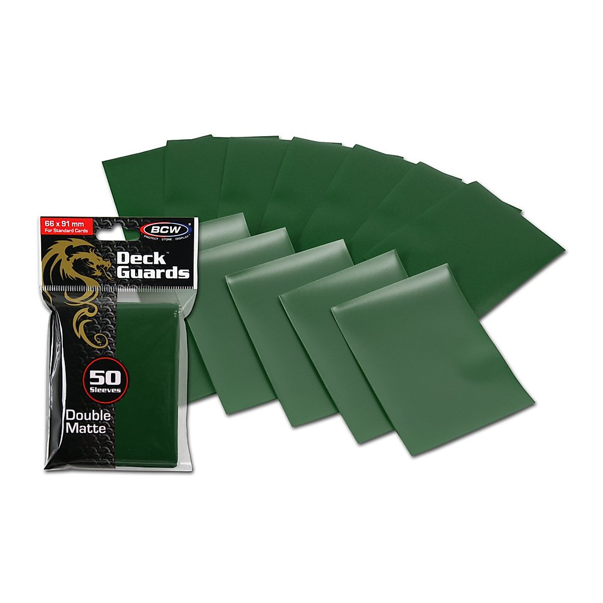 BCW 100ct Deck Guard GREEN MATTE Finish for Stardard Size Collectable Cards - Deck Protector Sleeves [2-Pack Bundle]