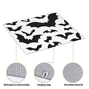 Halloween Bats Printed Drying Mat For Kitchen Ultra Absorbent Microfiber Dishes Drainer Mats Non-Slip Silicone Quick Dry Pad - 18 X 16inch